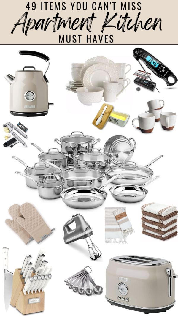 49 Apartment Kitchen Essentials Every First Time Renter Needs - Cailey ...
